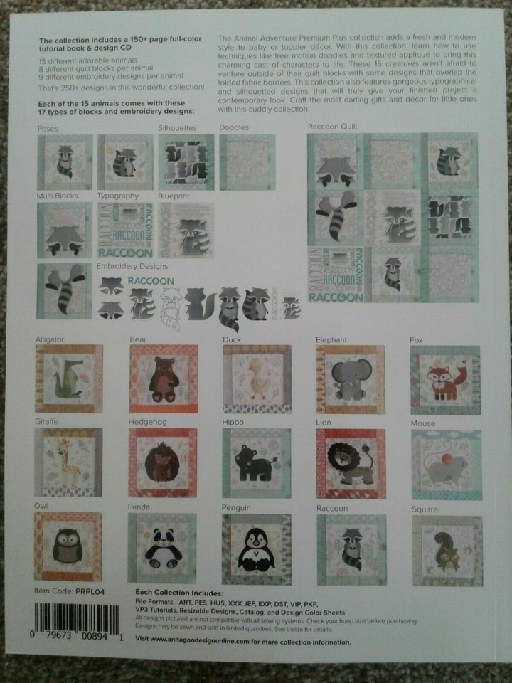 Anita Goodesign Embroidery Anita's Playhouse Animal Adventure CD & BOOK ...