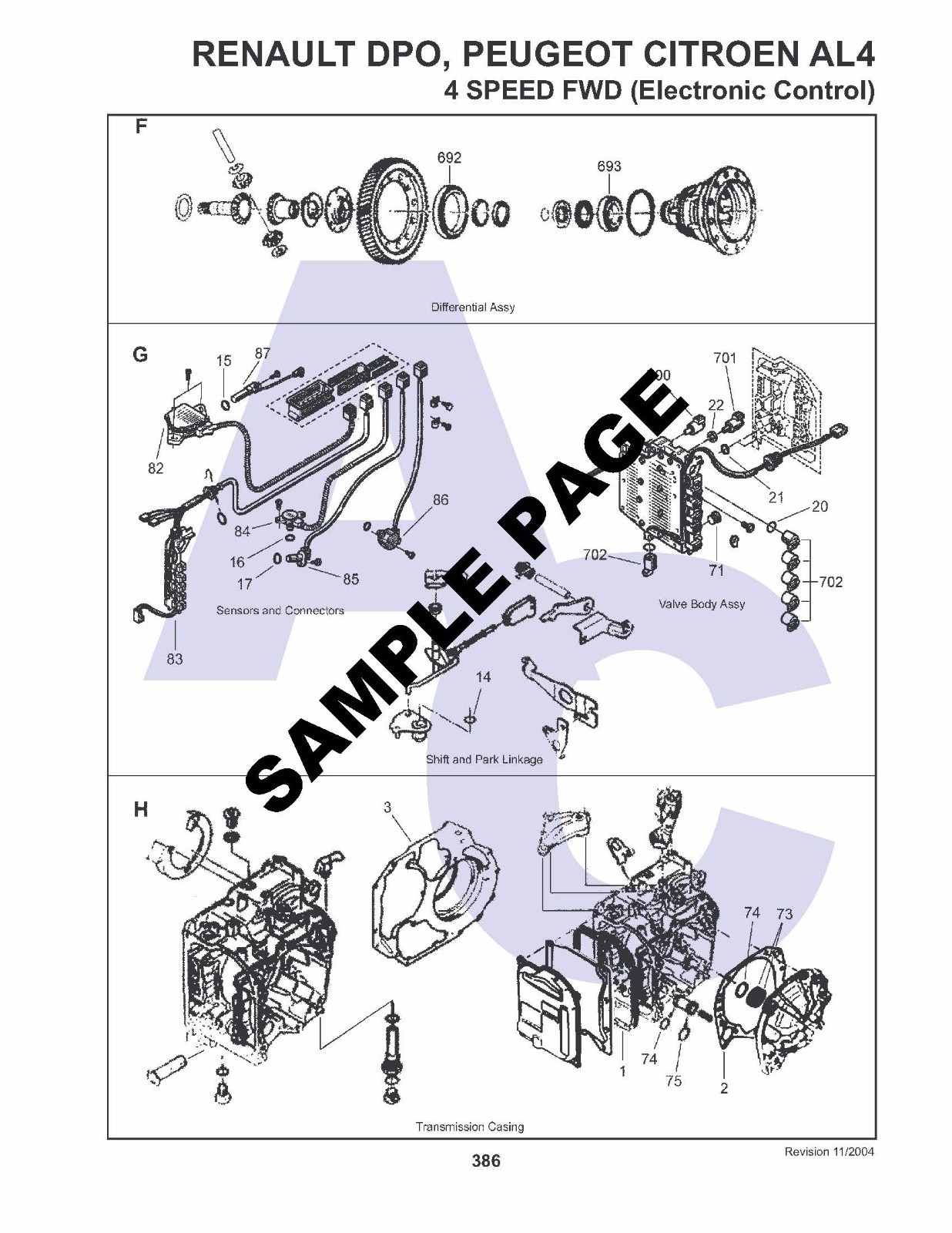 PEUGEOT CITROEN AL4 DPO AUTOMATIC GEARBOX SERVICE REPAIR & PARTS MANUAL ...