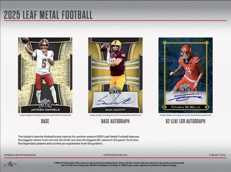Eric Singleton Jr. 2025 Leaf Metal Football Jumbo Case 8Box Break | eBay
