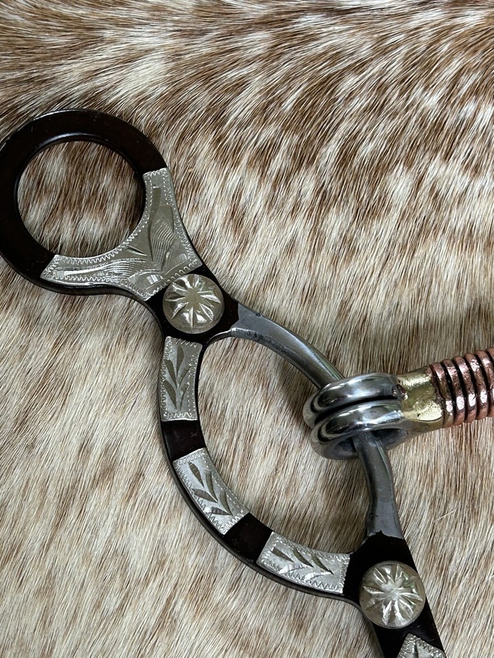 Western Brown Steel Sliding Gag Bit 5 1/2” Mouth Engraved Silver | eBay