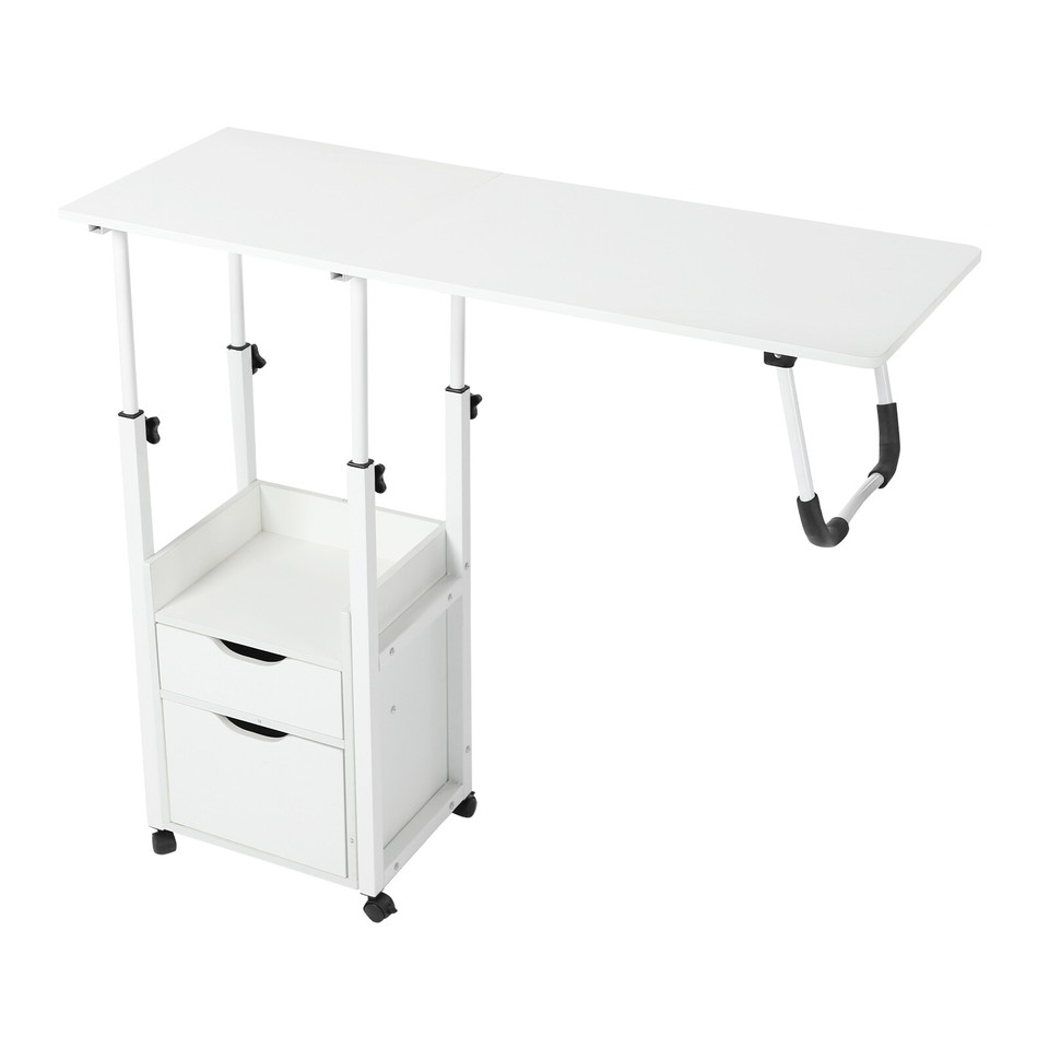 Overbed Table w/ Wheels, Movable Bedside Table, Height Adjustable Over ...