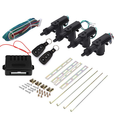 Car Power Central Lock Kit with 4 Door Lock Actuators &2 Remote Central ...