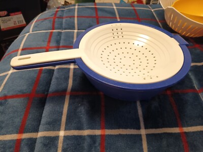 Tupperware Double Colander Strainer Blue White | eBay