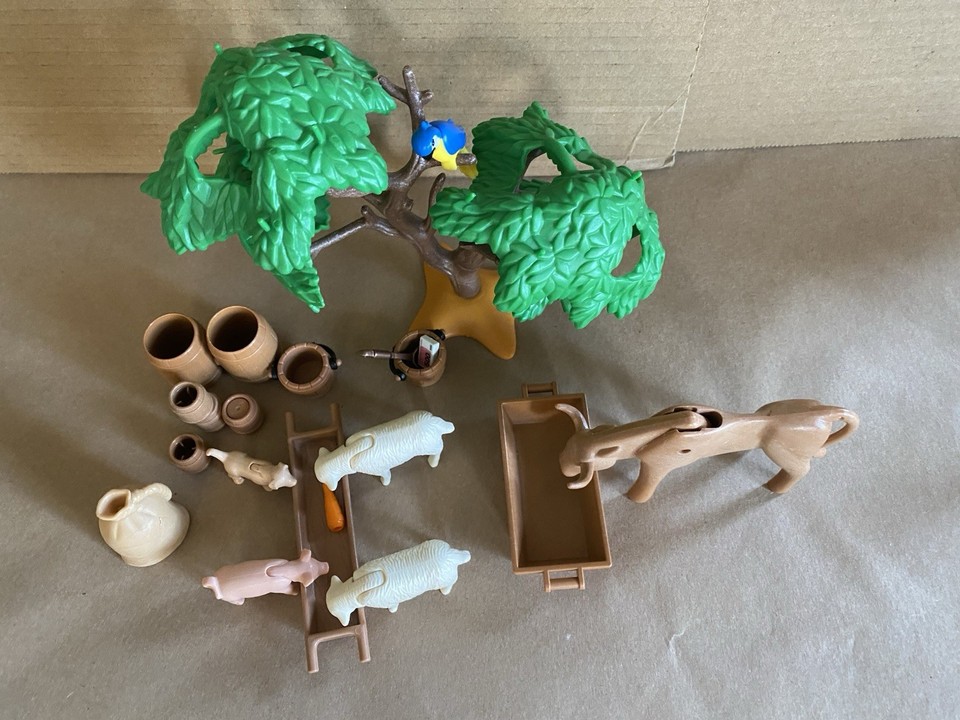 Playmobil Farm Animals COW Bull DOG Pig Sheep Parrot Tree Accessories ...