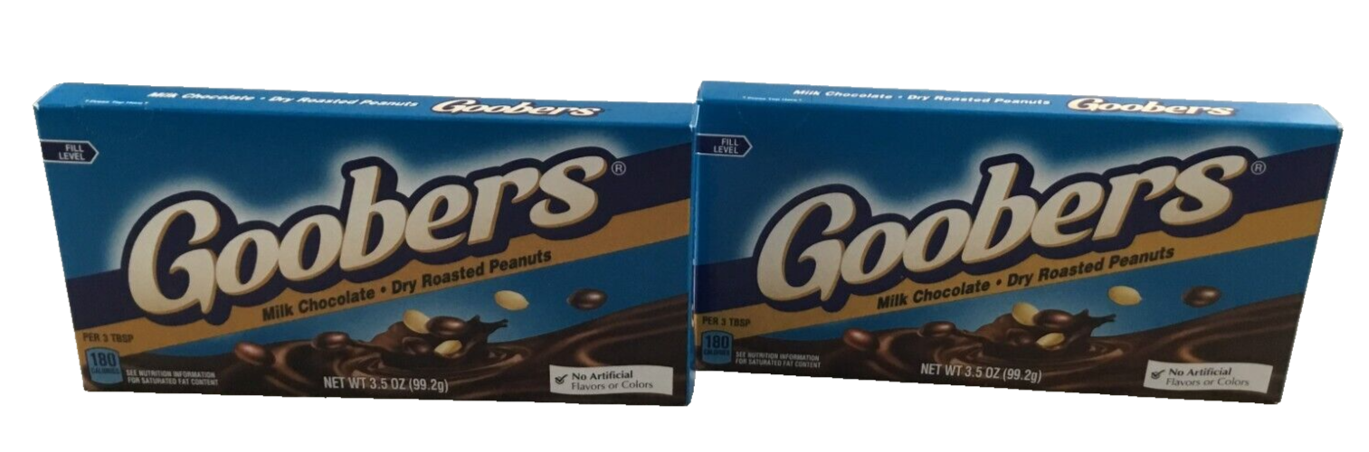 2 PACK GOOBERS Milk Chocolate Dry Roasted Peanuts Candy Theater Box 3.5 ...