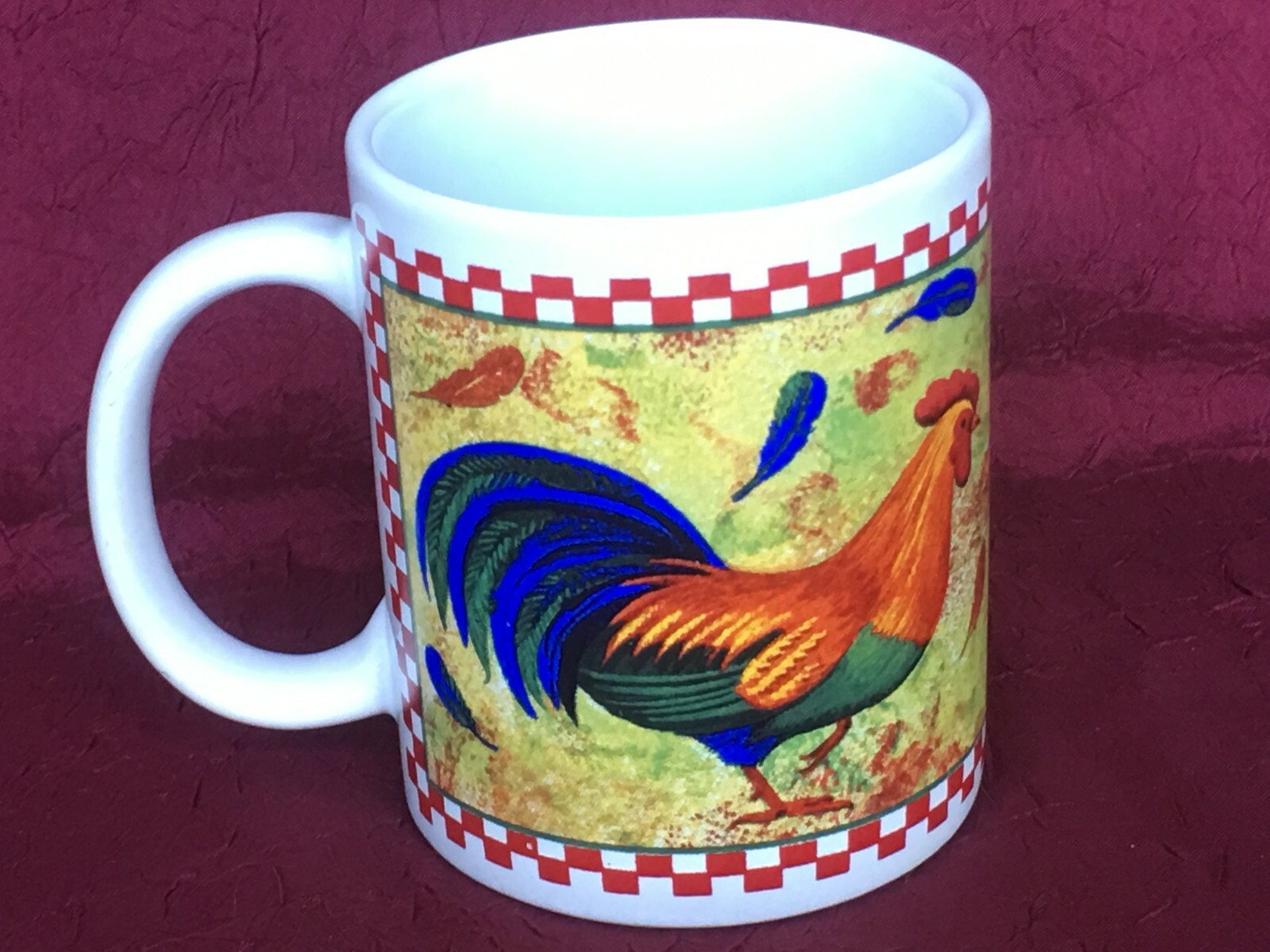 COLORFUL ROOSTER MUG CUP - FEATHERS FLYING - B I INC. - CHINA - CHICKEN ...