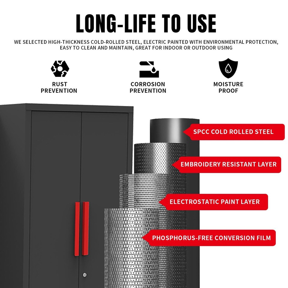 Torin Garage Storage Cabinets System, 6-Pcs Workshop Cabinet Set in ...