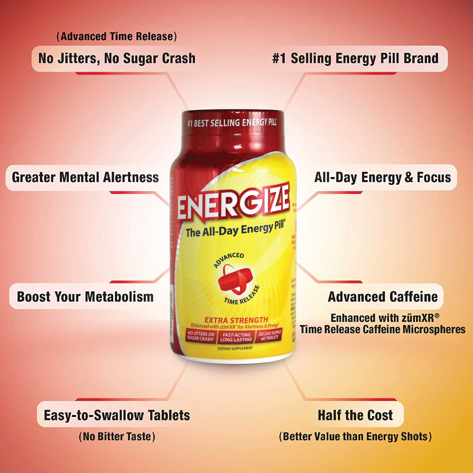 ENERGIZE Extra Strength America's #1 Selling All-Day Energy Pill - 60 ...