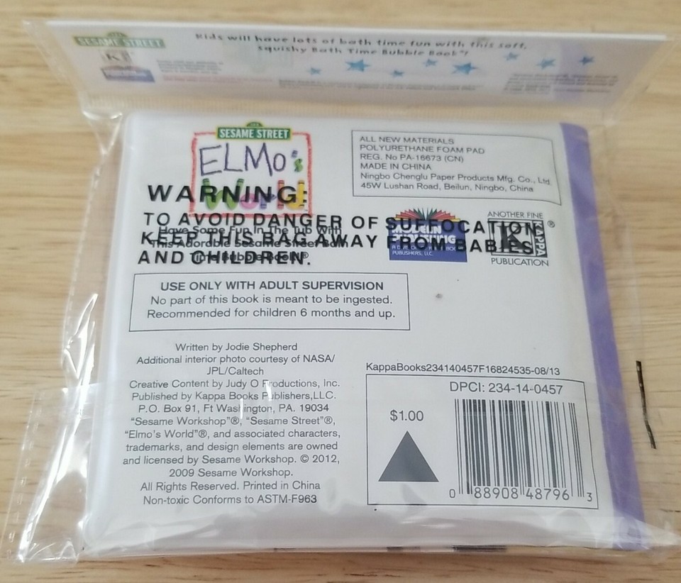 SESAME STREET Elmo's World BATH TIME BUBBLE BOOK WATERPROOF SUN! | eBay