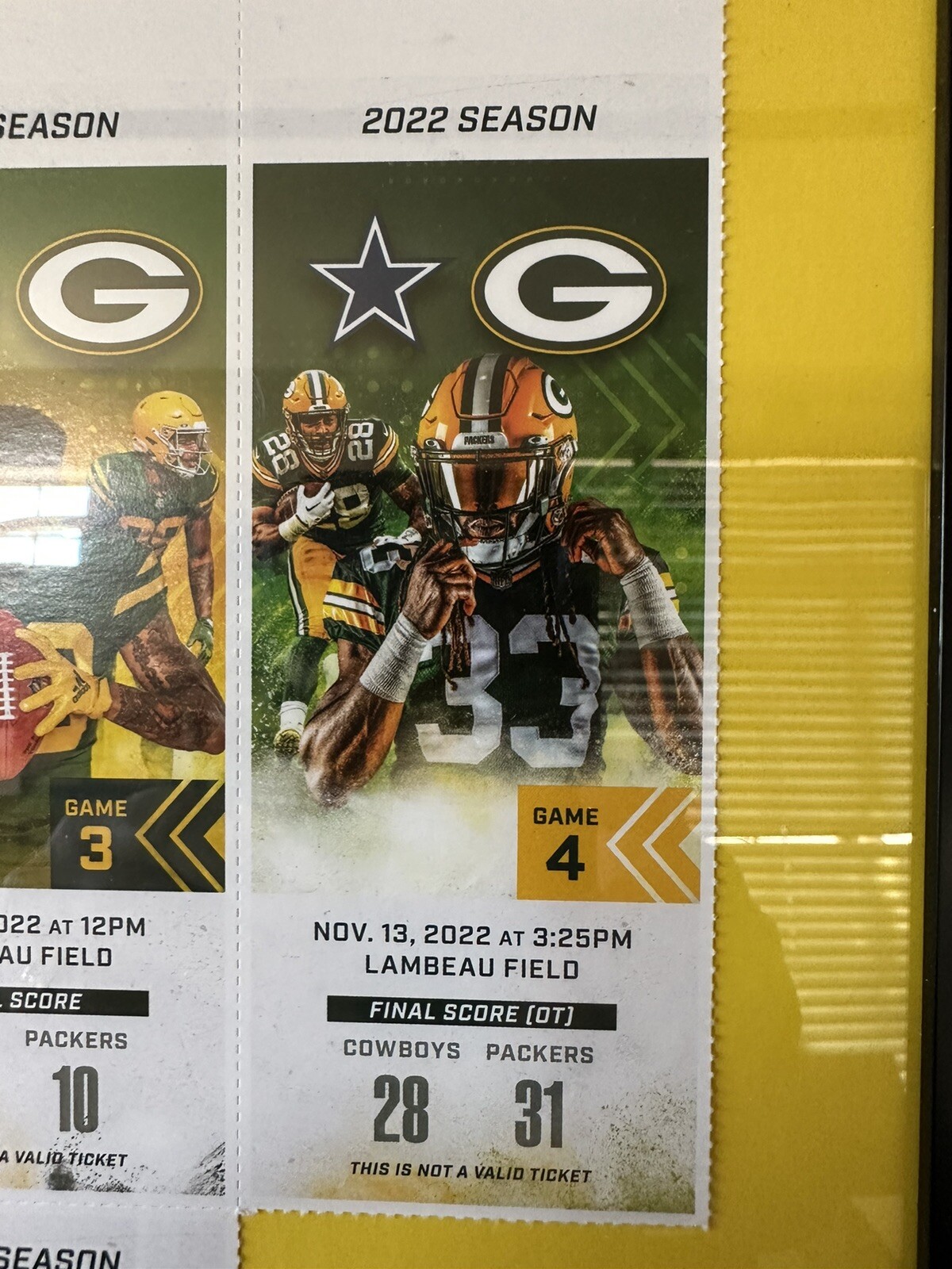 2022 Green Bay Packer FRAMED Season Ticket Commemorative Tickets ...