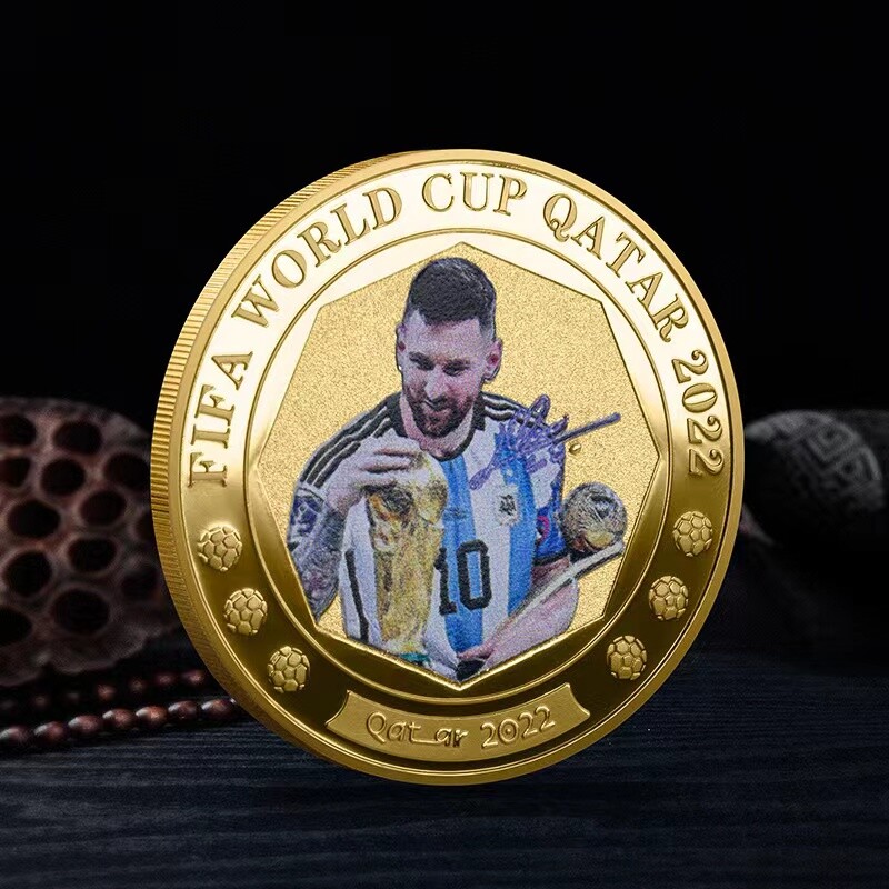 1pcs Qatar 2022 World-Cup Lionel Messi Gold Coin For Football Fan Gift ...