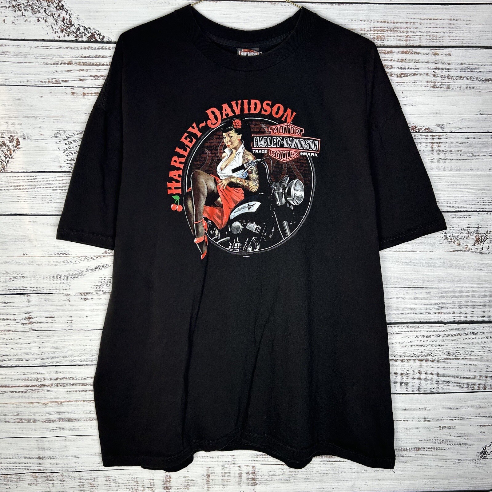 Harley Davidson Motorcycles Pin-Up Tattoo Girl Graphi… - Gem