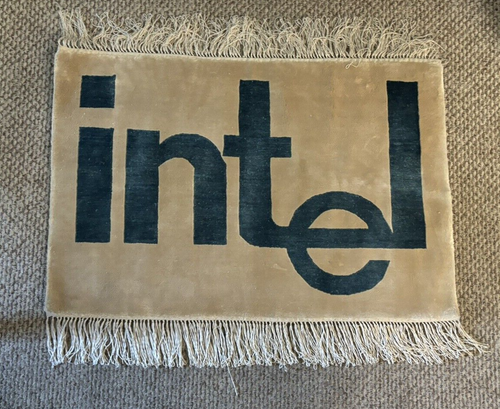RARE GENUINE HAND WOVEN SILK RUG "INTEL" LOGO 37" X 25" | eBay