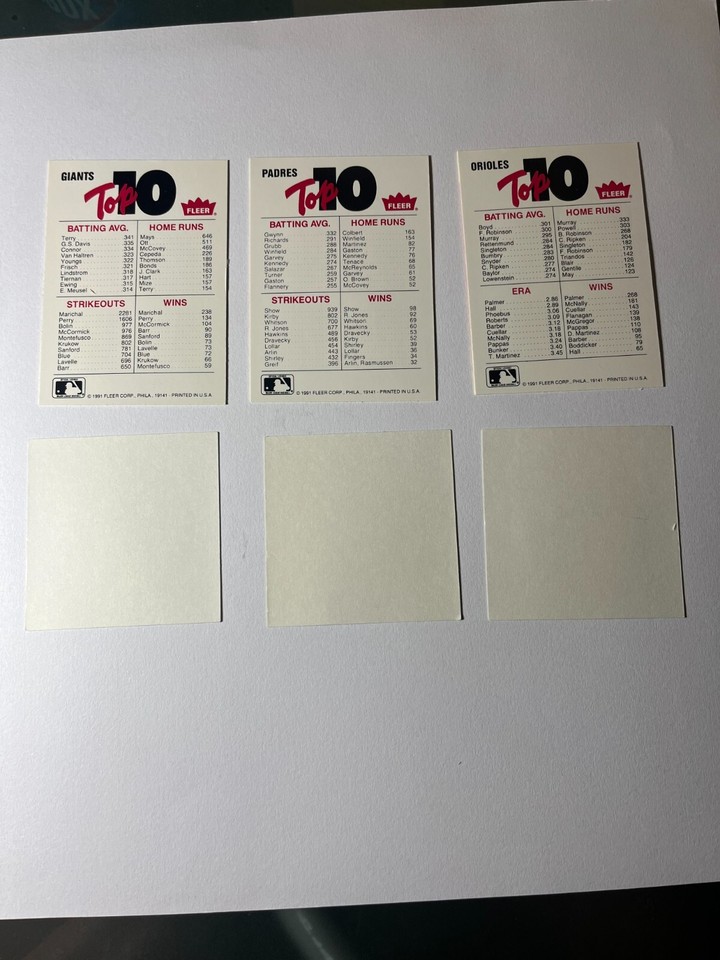 (6)-Fleer Baseball Sticker Inserts-Fresh out of pack! | eBay