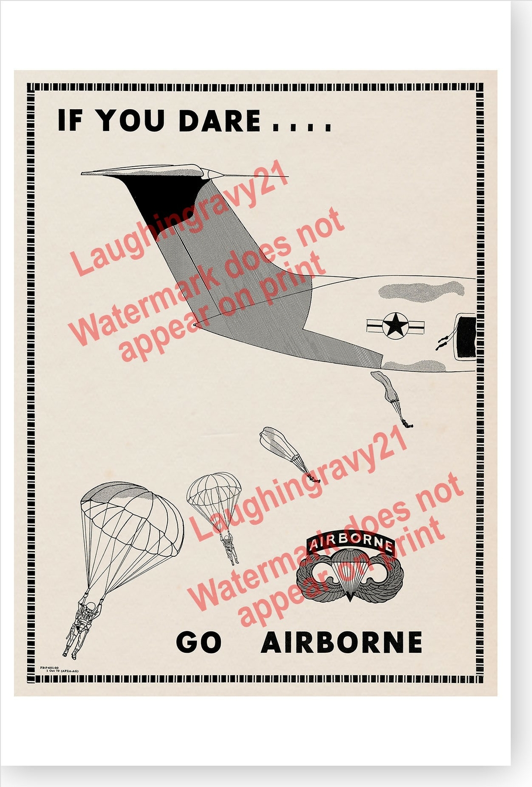 If You Dare Go Airborne 1979 Army Paratrooper Recruiting Poster Style 2 ...
