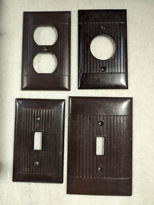 Vtg Eagle Sierra Bakelite Ribbed Outlet Wall Switch Plate Covers ...
