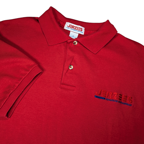 Vintage Jerzees American Active Wear Mens Polo XL Red Blue USA Generic ...