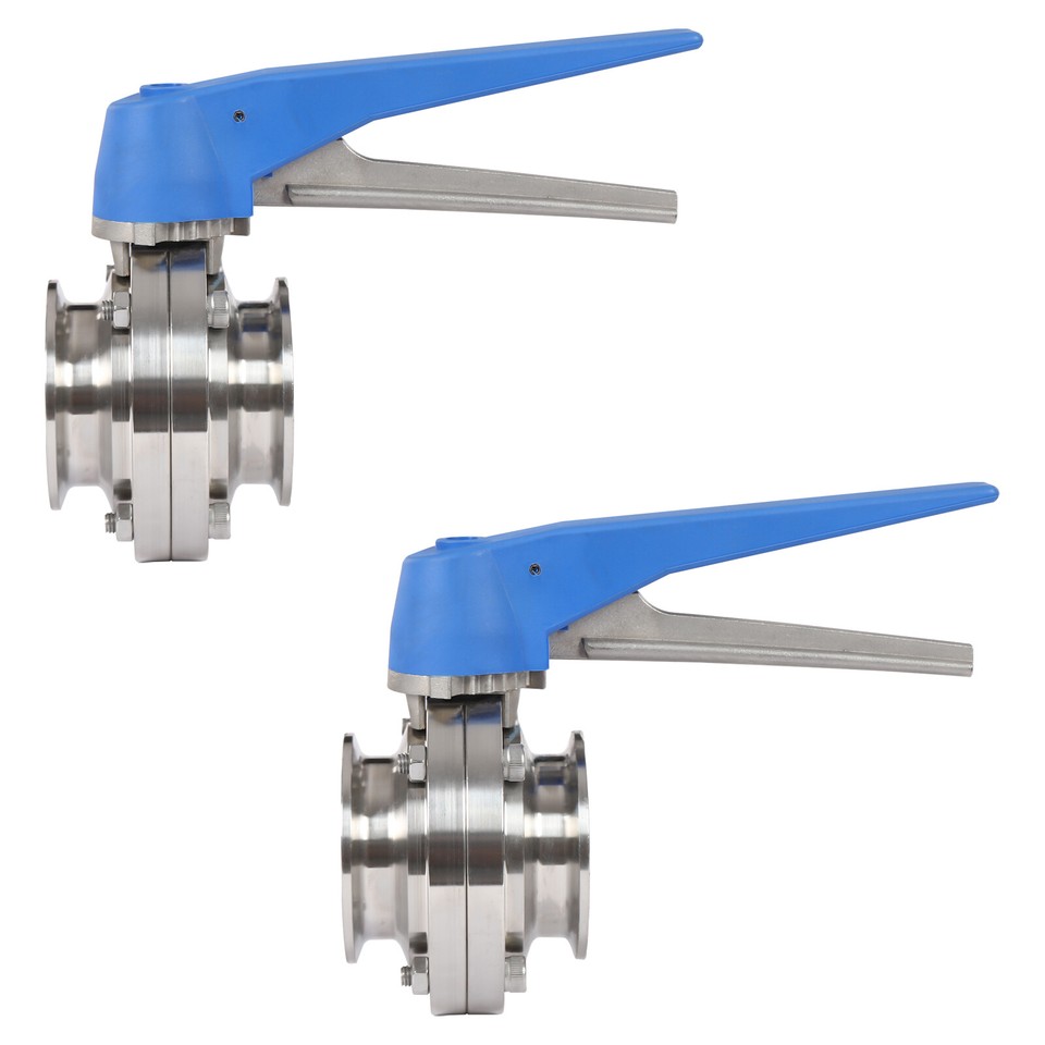 2 Pcs 2" Butterfly Valves Stainless Steel Butterfly Valve w/Blue ...