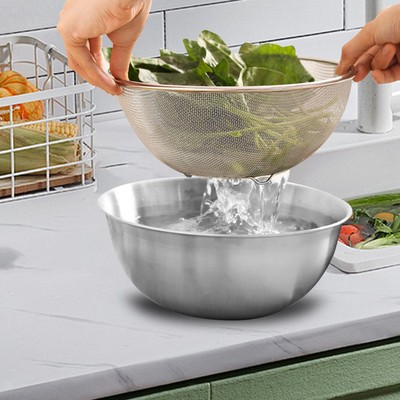 2Pcs Colander Bowl Set Kitchen Colander Strainer Bowl Set Grains Grapes ...