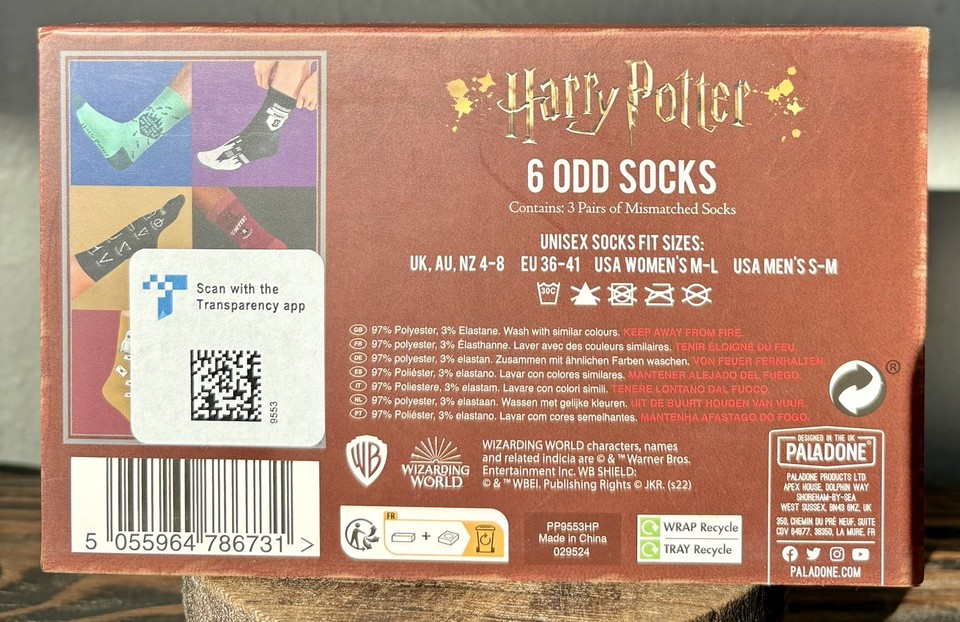 Harry Potter Mismatched, Odd Socks, 3 Pairs Mismatched/6 Random, WMN m ...