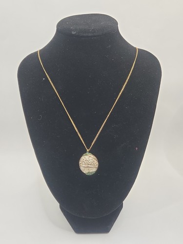 Vintage Figural Cabbage / Lettuce Pendant Necklace – Gold Tone & Green ...