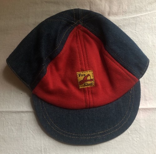 Vtg Baby Boys Toddler Hat Cap Denim Blue Red Fire Chief Embroidered ...