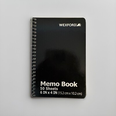 BRAND NEW! WEXFORD Wirebound Memo Book, 50 Sheets, 6in X 4in- BLACK | eBay