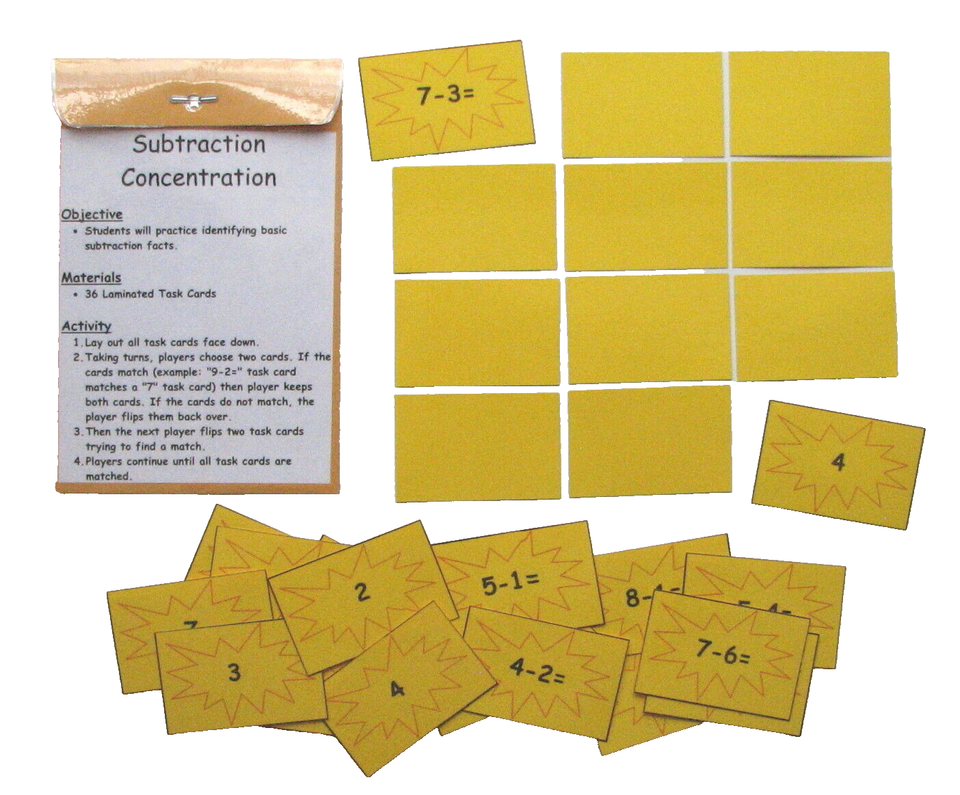 Teacher Made Math Learning Center Resource Game Subtraction ...