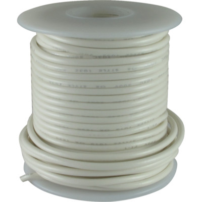 Wire, 22 AWG Solid Core, PVC, 600V, spooled, Color: White, Length: 1000 ...
