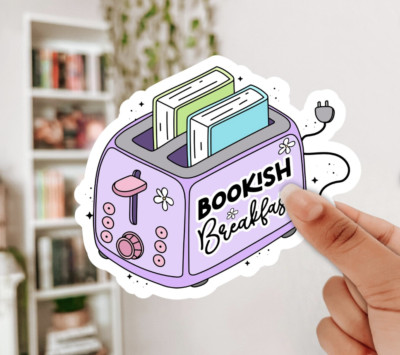 Bookish Breakfast Toaster Sticker – Quirky Vinyl Decal for Journals ...