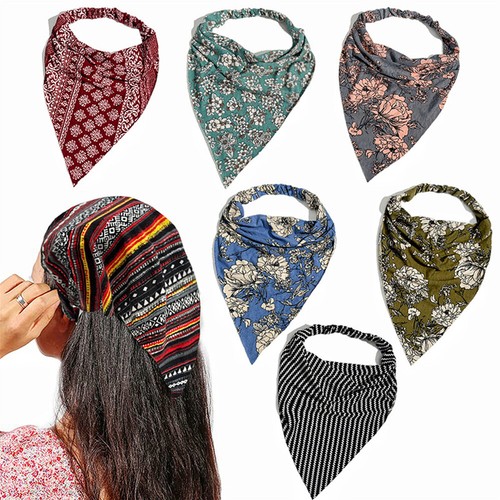 Triangle Bandanas Vintage Foulard Pour Femmes Bandeau Imprimé Turban ...