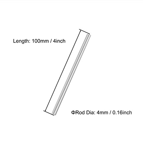 4mm x 100mm 304 Stainless Steel Round Rod Metal Solid Shaft Rods Lathe ...