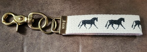 MFH Equestrian Dressage Horse Wristlet Key Chain: Cotton w Brass NEW ...