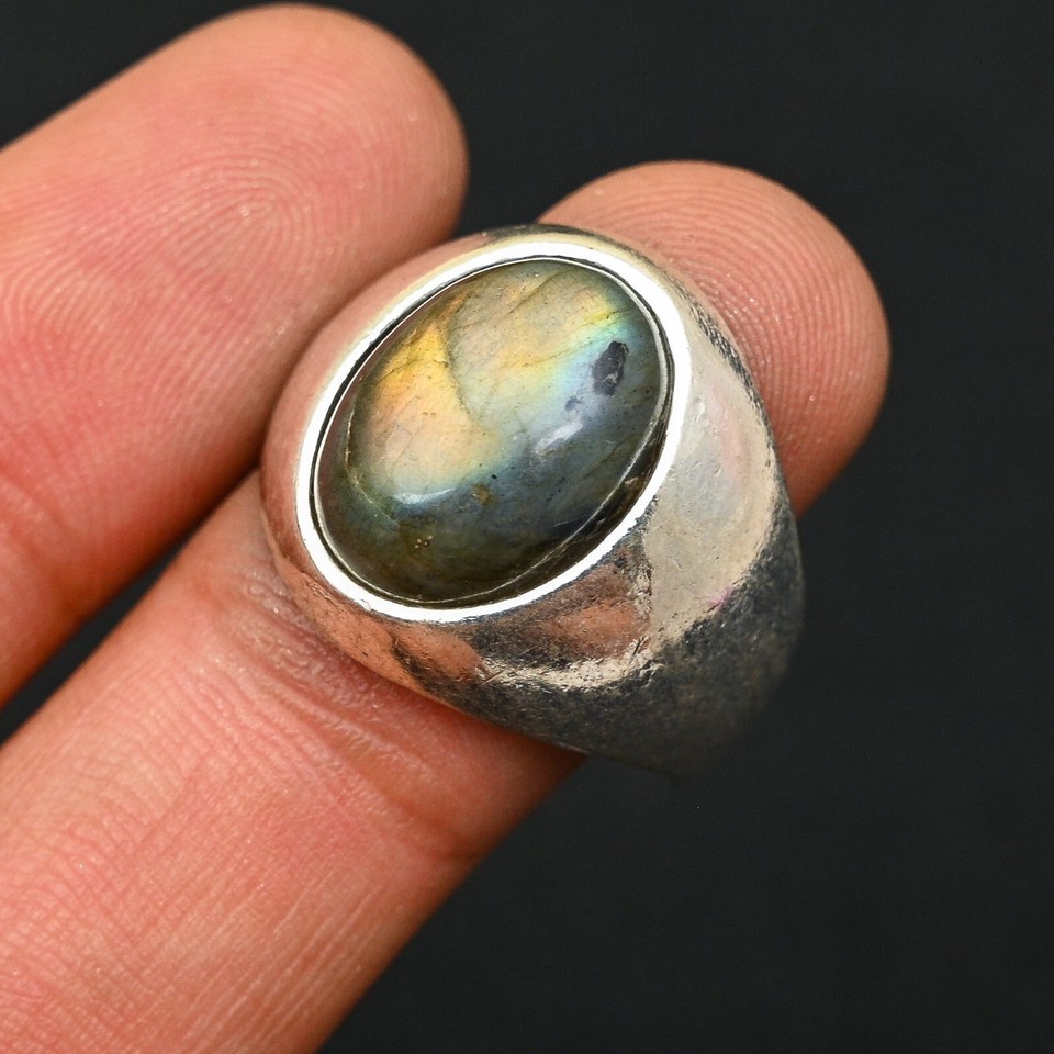 Labradorite Men's Ring 925 Sterling Silver Handmade-Statement Al Size ...