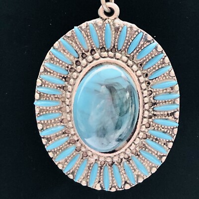 Southwestern Long Pendant Necklace Chain Mail Tribal Petit Point ...