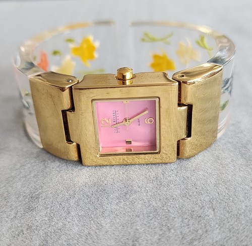 Vtg JOAN RIVERS Classics Cuff Style Acrylic Floral Watch New Battery ...