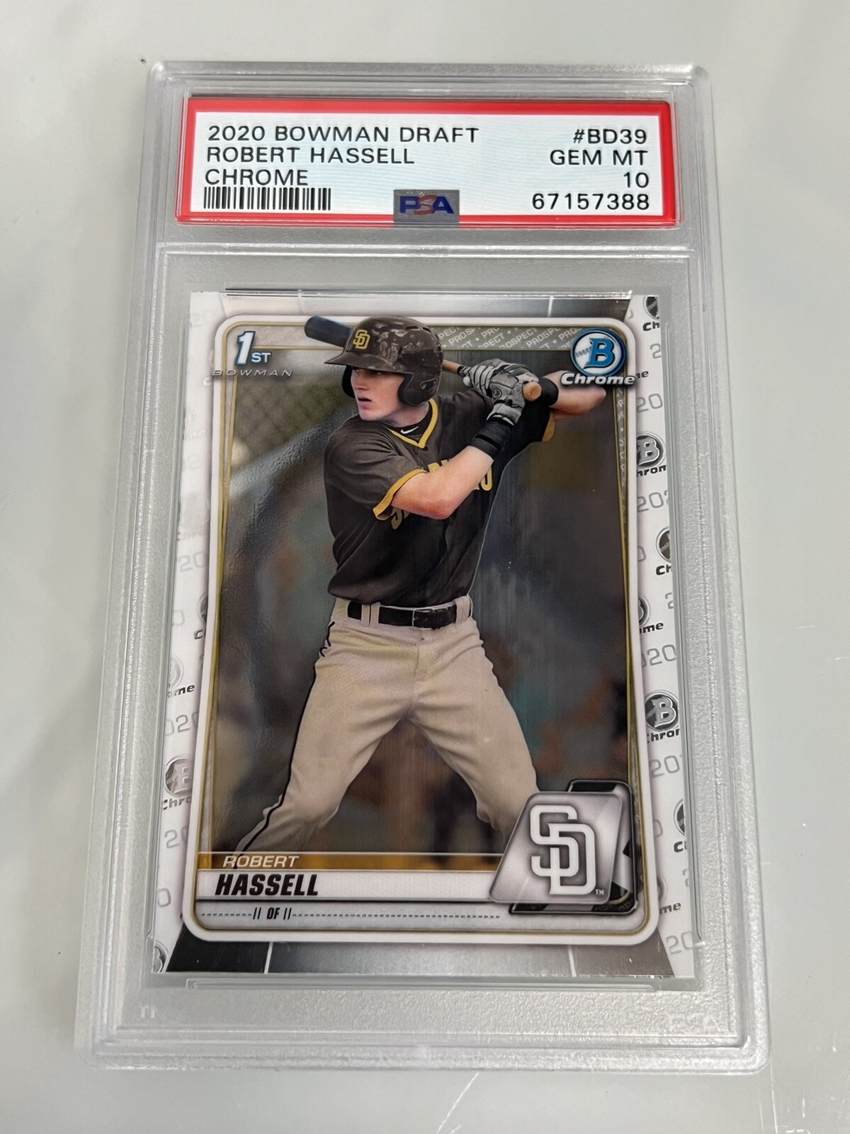 2020 Bowman Draft Chrome Robert Hassell #BD-39 Washington Nationals PSA ...