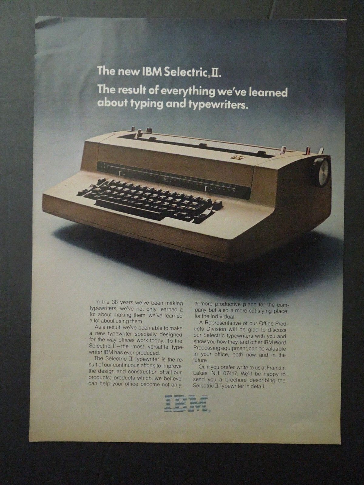 1971 IBM Selectric II Typewriter Magazine Ad - Most Versatile ...