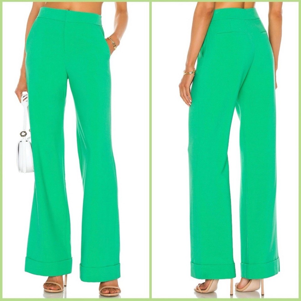 Alice + Olivia Dylan Beautiful High Rise Mint Kelly Green Pants SIZE 2 ...