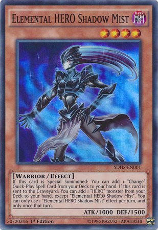 Elemental Hero Shadow Mist SDHS-EN001 - Super Rare - Lightly Played 1st ...