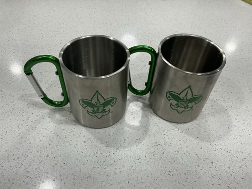 Boy Scouts Mugs 2 Clip On Steel Camping Cup w/Carabiner 6 Oz | eBay