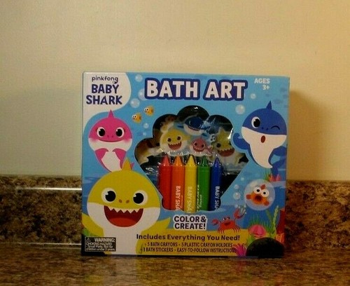PinkFong Baby Shark Bath Art Color Create Set Crayons Stickers Age 3 ...