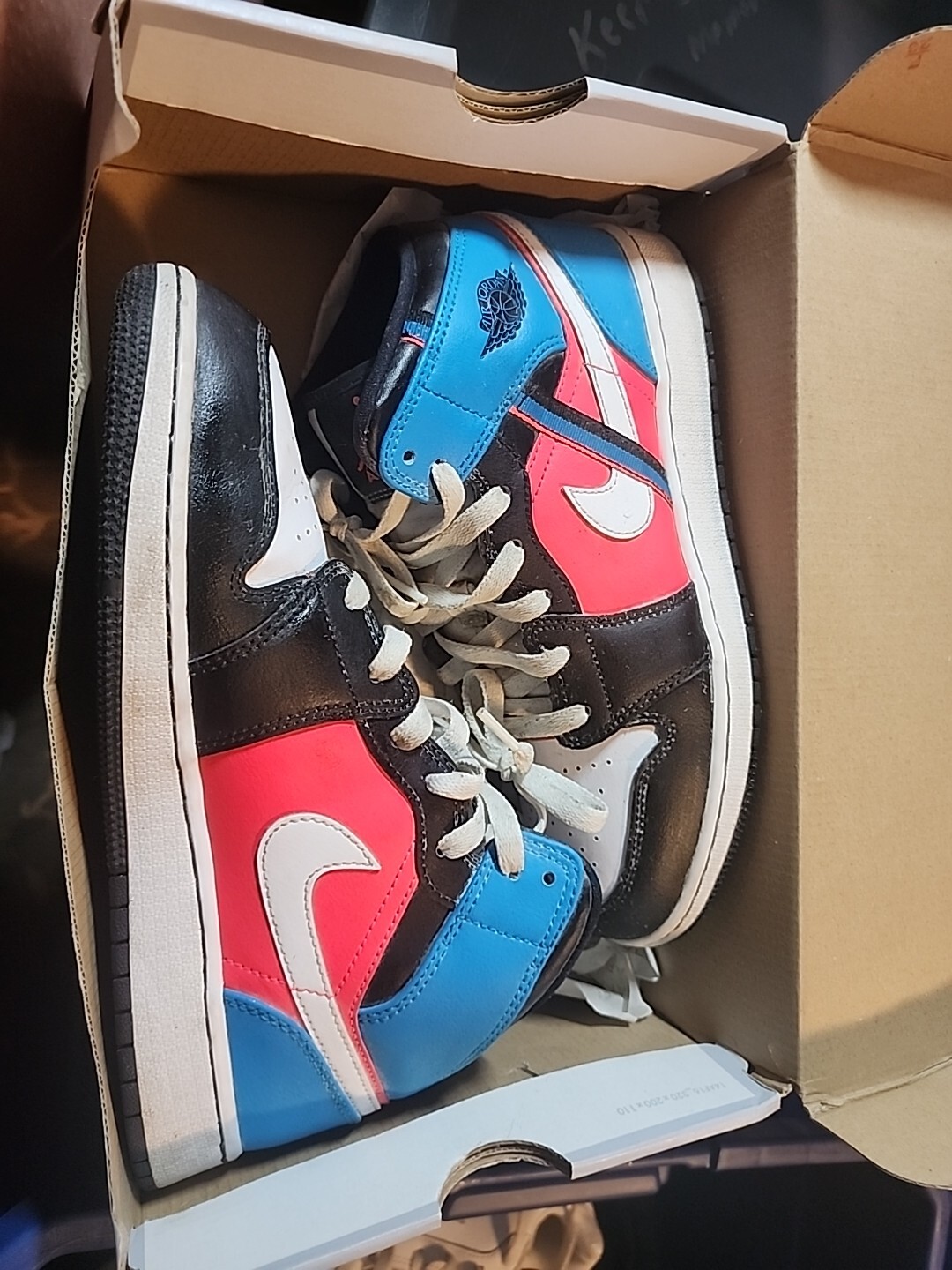 Nike Air Jordan 1 Mid Tri Color Ribbons Size 7Y Black White CV4891-001 ...