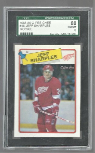 1988 O-PEE-CHEE HOCKEY #48 JEFF SHARPLES RC SGC 8 NM/MT HIGHEST POP 1 ...