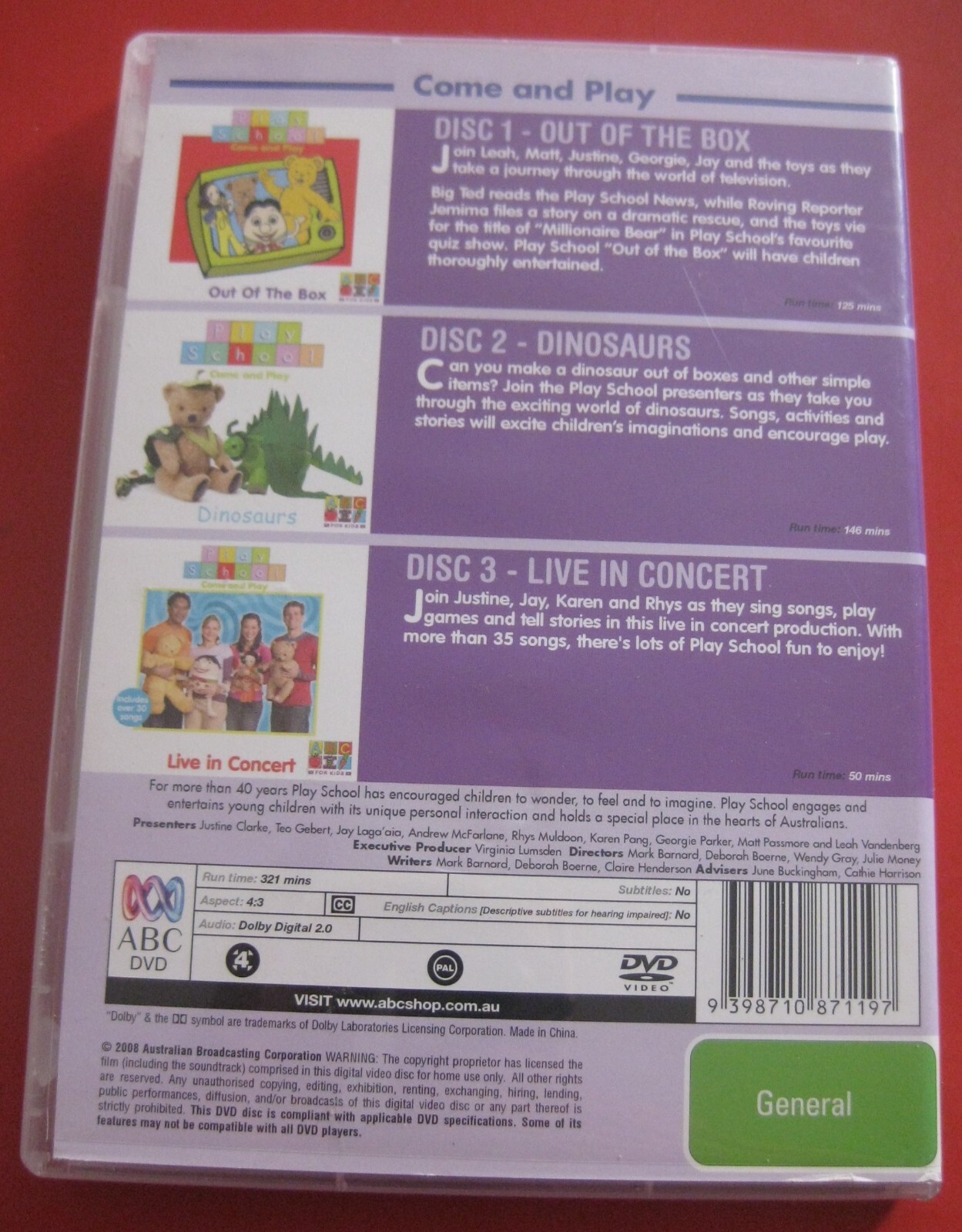 1 x ABC DVD (3 DISCS) - PLAY SCHOOL - OVER 5 HOURS OF PLAY SCHOOL FUN ...