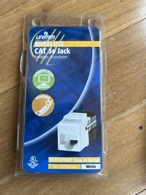Leviton White Quickport Multi-Use CAT 5e Jack 8-position, 8-conductor ...