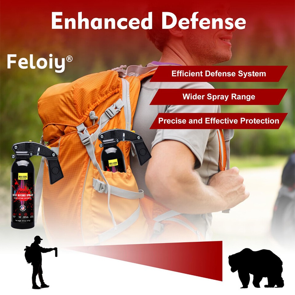 Feloiy Self Defence Spray Bear Attack Deterrent Legal Bear Spray 16oz ...