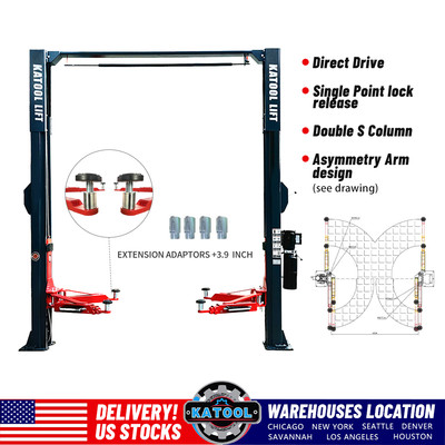 Two Post Lift 11000lbs Direct Drive Single Point Lock Release Curved ...