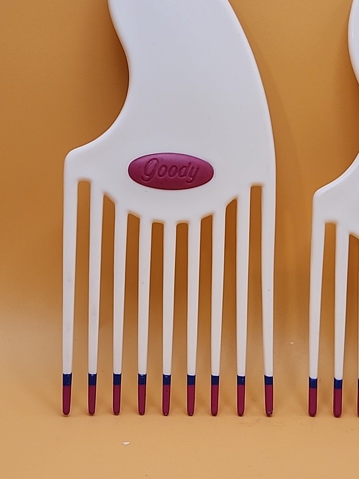 2 Vintage GOODY Hair Pick Lift Comb Tease Curved Handle Regular & Purse ...