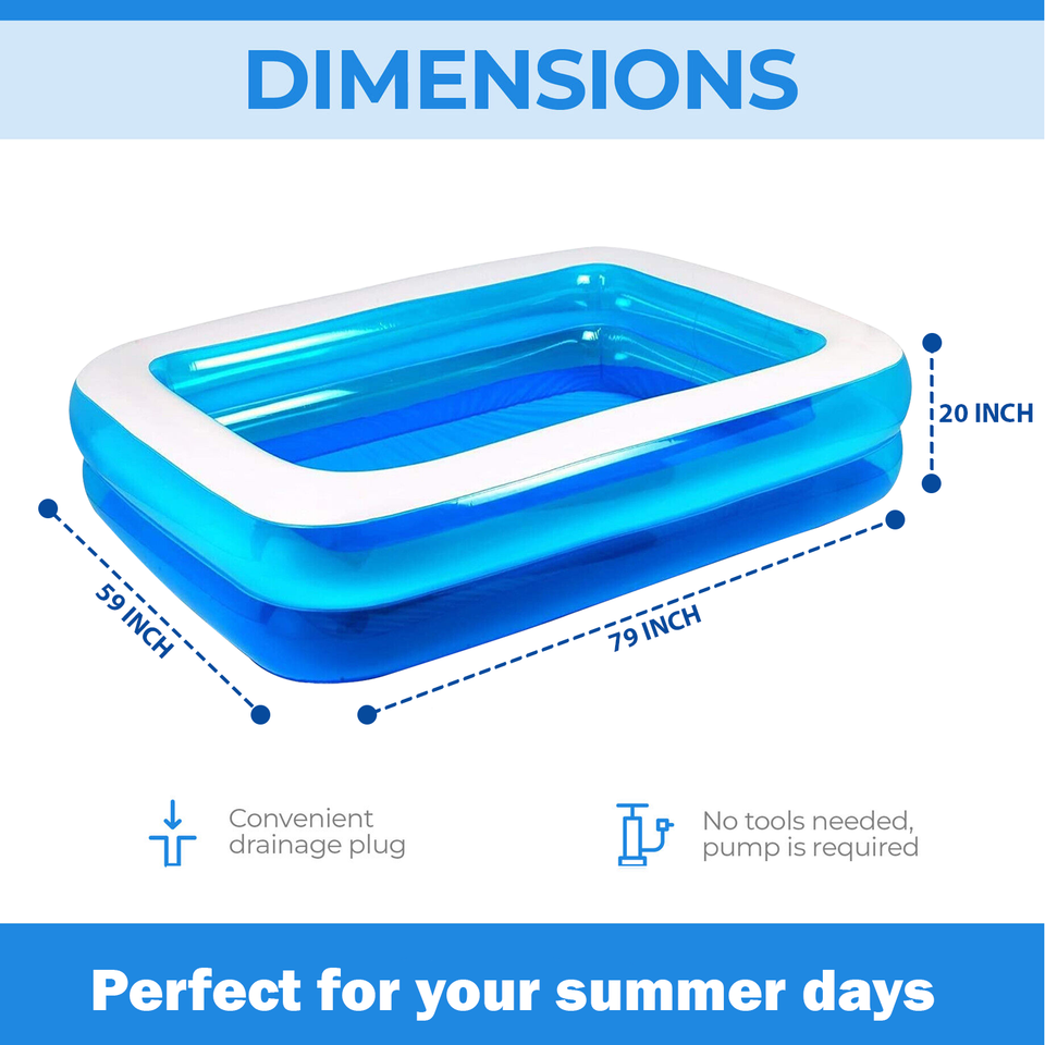 7ft Prompt Set Inflatable Paddling Pool Swimming Pool Family Fun ...
